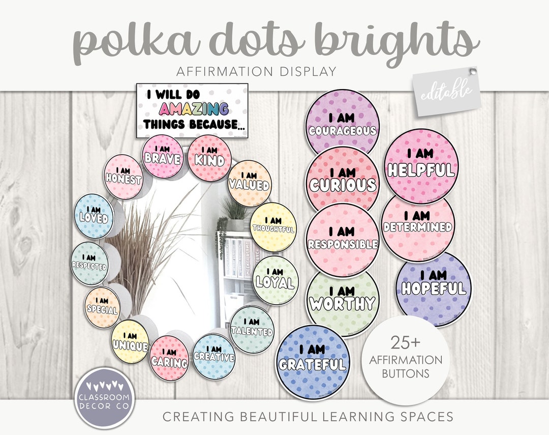 POLKA DOTS ‘BRIGHTS’ Affirmation Display, Self Esteem Classroom Display ...