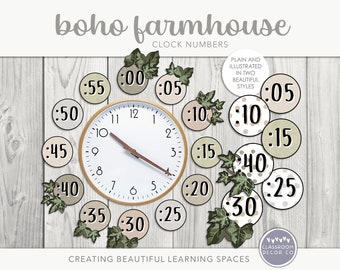 BOHO RAINBOW Clock Numbers | Neutral Rainbow Classroom Decor - Etsy Canada