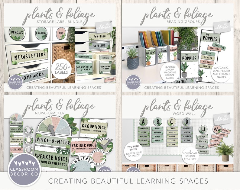 Plants & Foliage Complete Classroom Display Bundle | Natural Boho ...