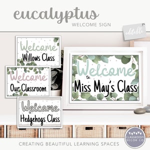 EUCALYPTUS Welcome Sign, Customizable Classroom Sign, Classroom ...