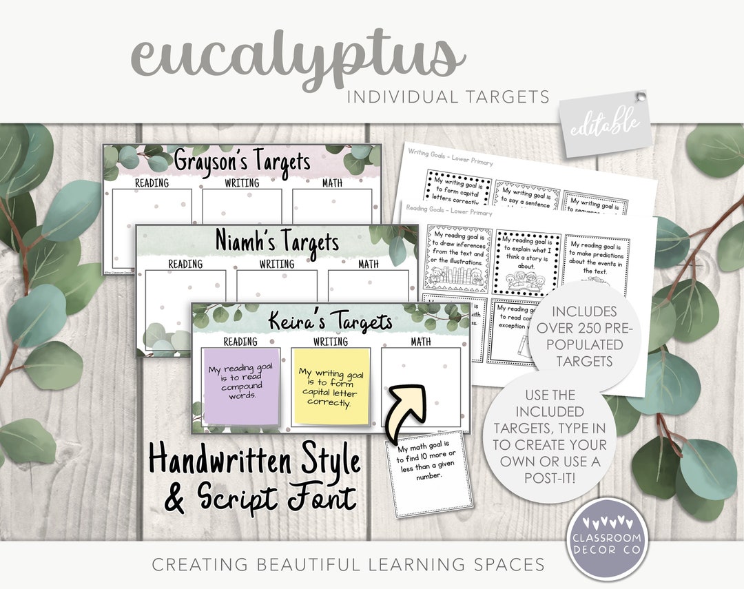 EUCALYPTUS Individual Target Desk Plates, Target Tracker, Steps to ...