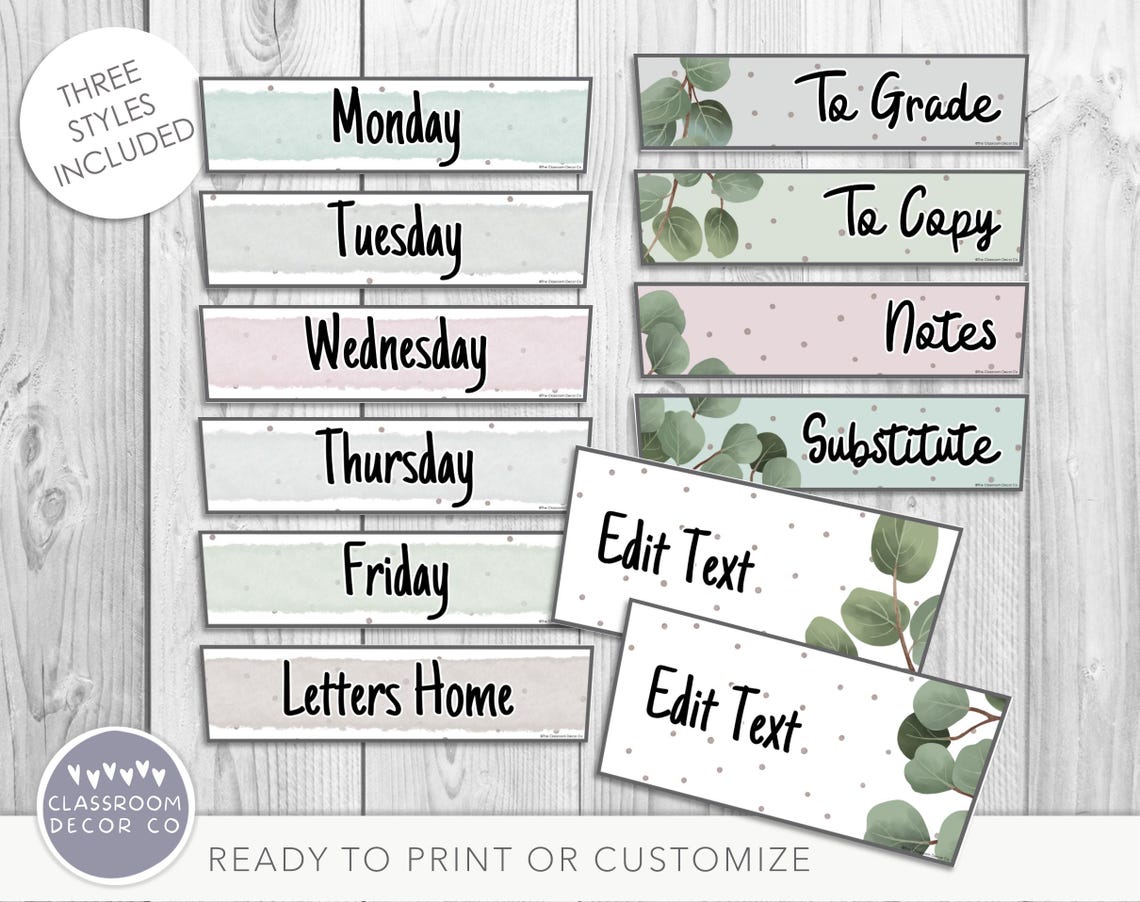 EUCALYPTUS Teacher Trolley Labels, 10 Drawer Rolling Cart Label Bundle ...