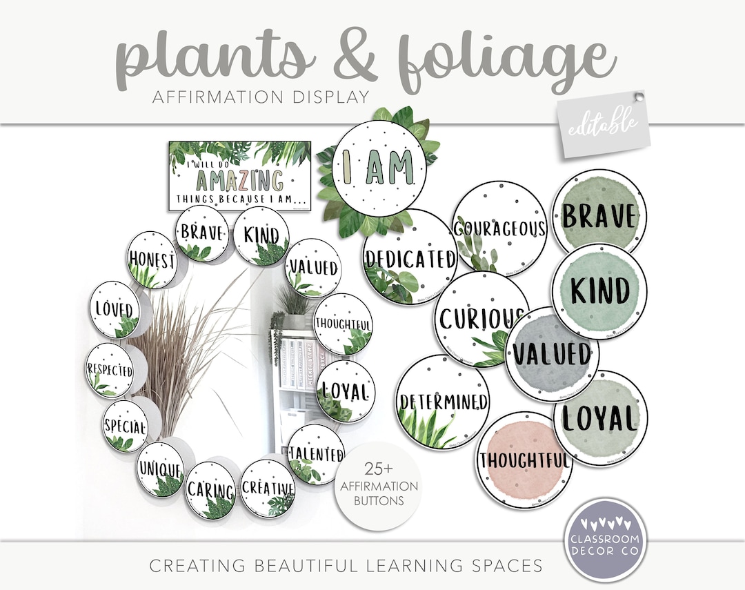 PLANTS & FOLIAGE Affirmation Display, Self Esteem Classroom Display ...