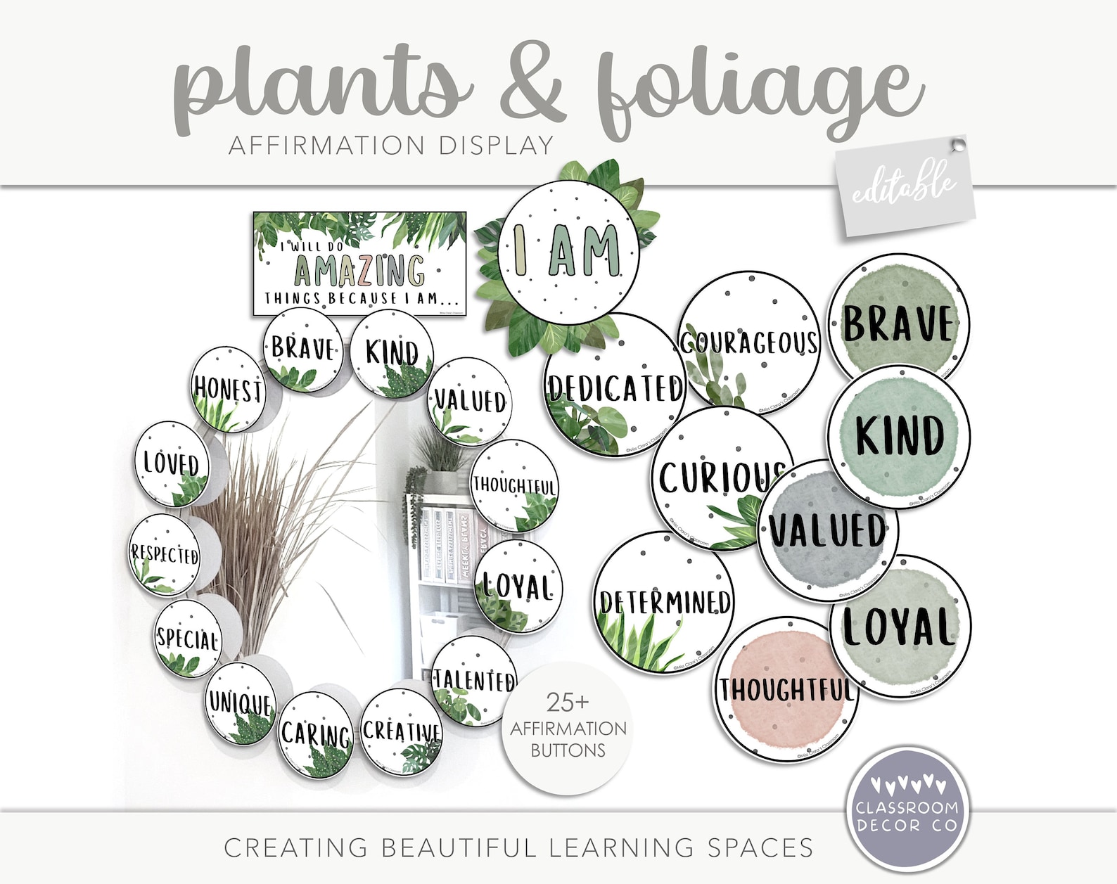 PLANTS & FOLIAGE Affirmation Display, Self Esteem Classroom Display ...