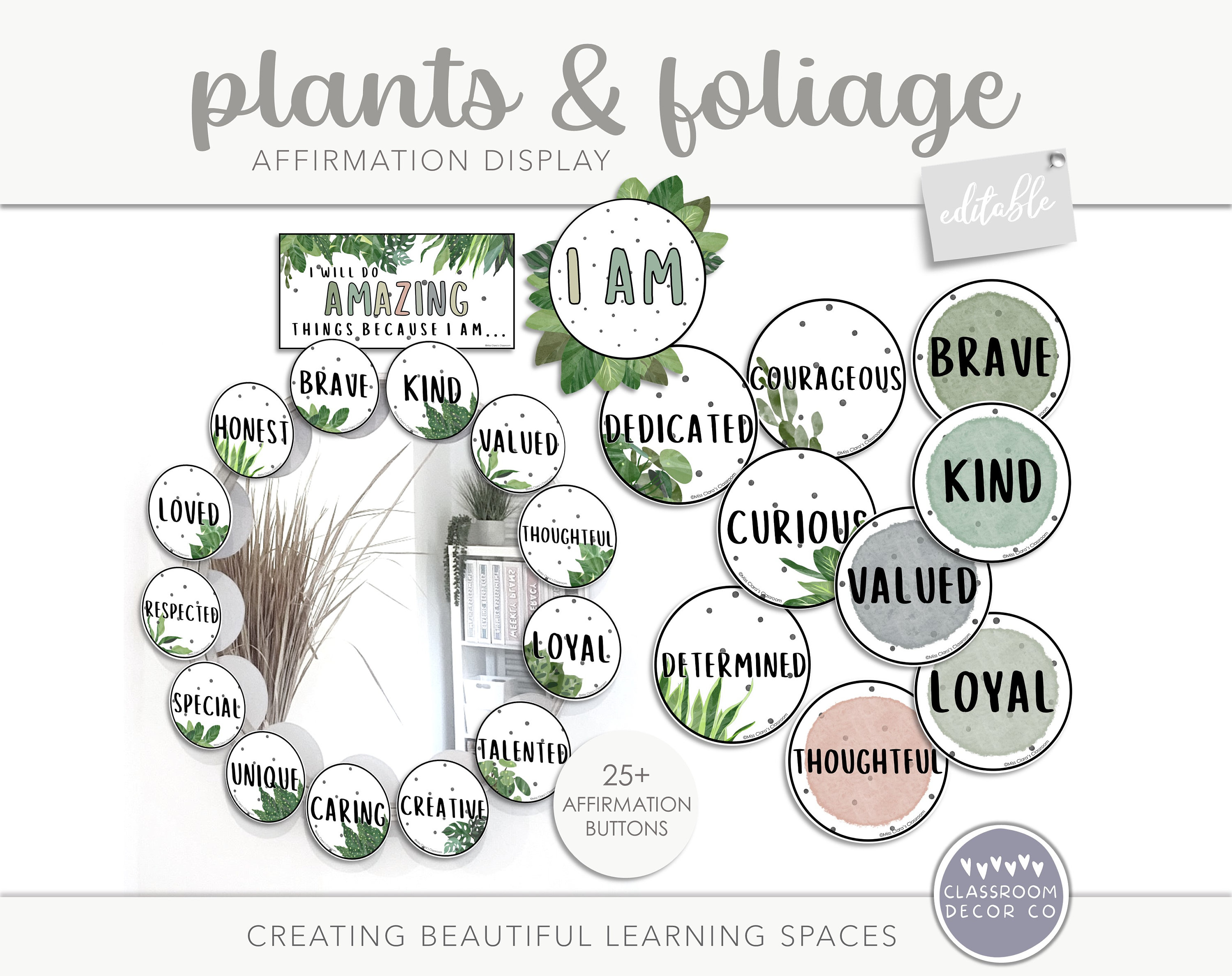 PLANTS & FOLIAGE Affirmation Display, Self Esteem Classroom Display ...