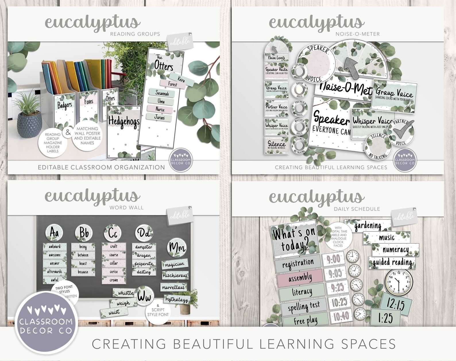 EUCALYPTUS Complete Classroom Display Bundle, Customizable Display ...