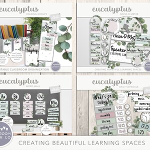 EUCALYPTUS Complete Classroom Display Bundle, Customizable Display ...