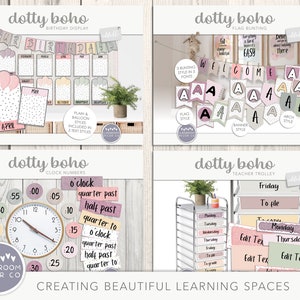 DOTTY BOHO Complete Classroom Display Label Bundle, Neutral Classroom ...