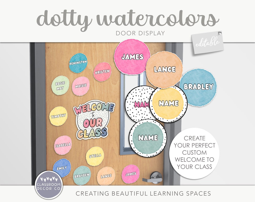 DOTTY WATERCOLOR Classroom Door Display, Customizable Display ...