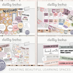 DOTTY BOHO Complete Classroom Display Label Bundle, Neutral Classroom ...