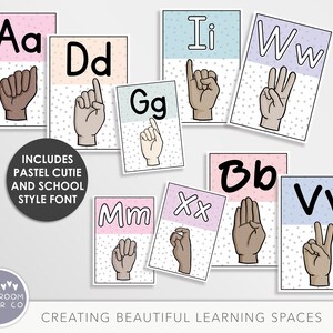 PASTEL CUTIE American Sign Language Posters, ASL Display, Inclusive ...