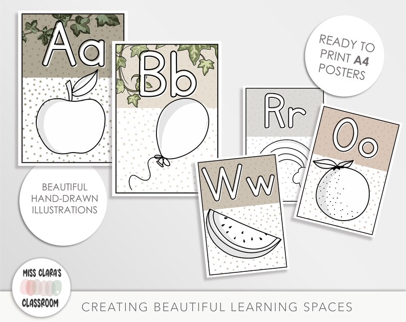 BOHO FARMHOUSE Alphabet Posters Classroom Letters Display - Etsy