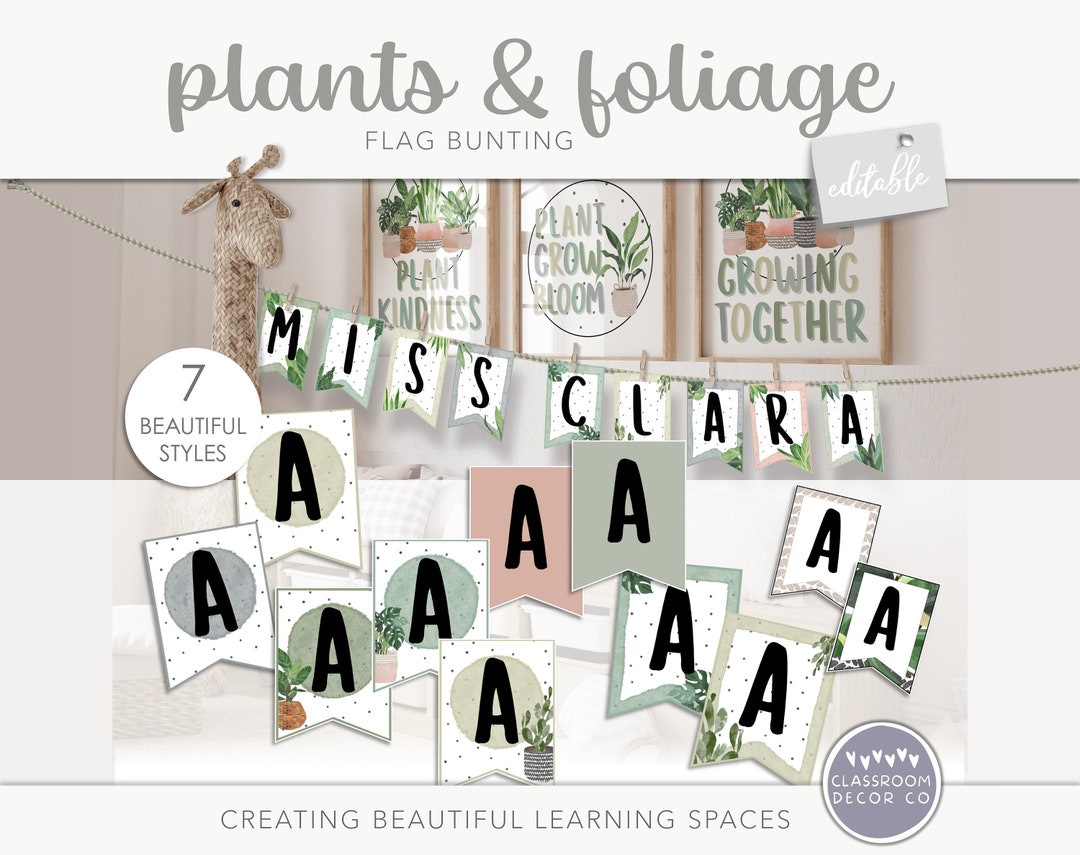 PLANTS & FOLIAGE Flag Bunting, Custom Classroom Display, Classroom ...