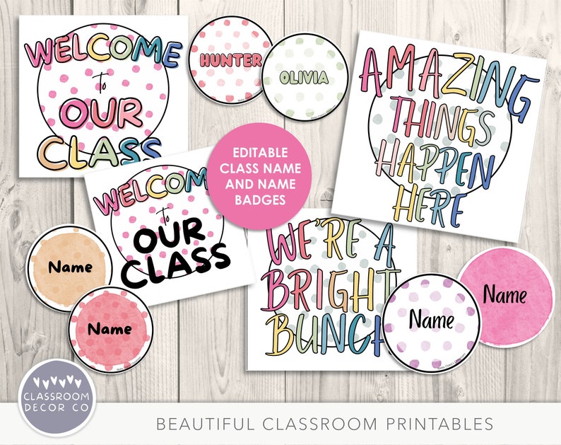 POLKA DOTS ‘BRIGHTS’ Classroom Door Display, Customizable Display ...