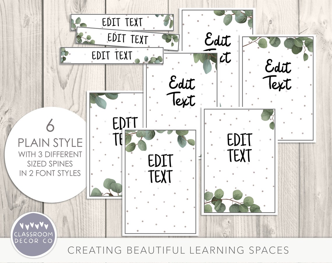 EUCALYPTUS Binder Covers and Spines, Classroom Organization Labels ...