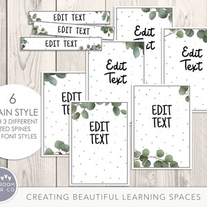 EUCALYPTUS Binder Covers and Spines, Classroom Organization Labels ...
