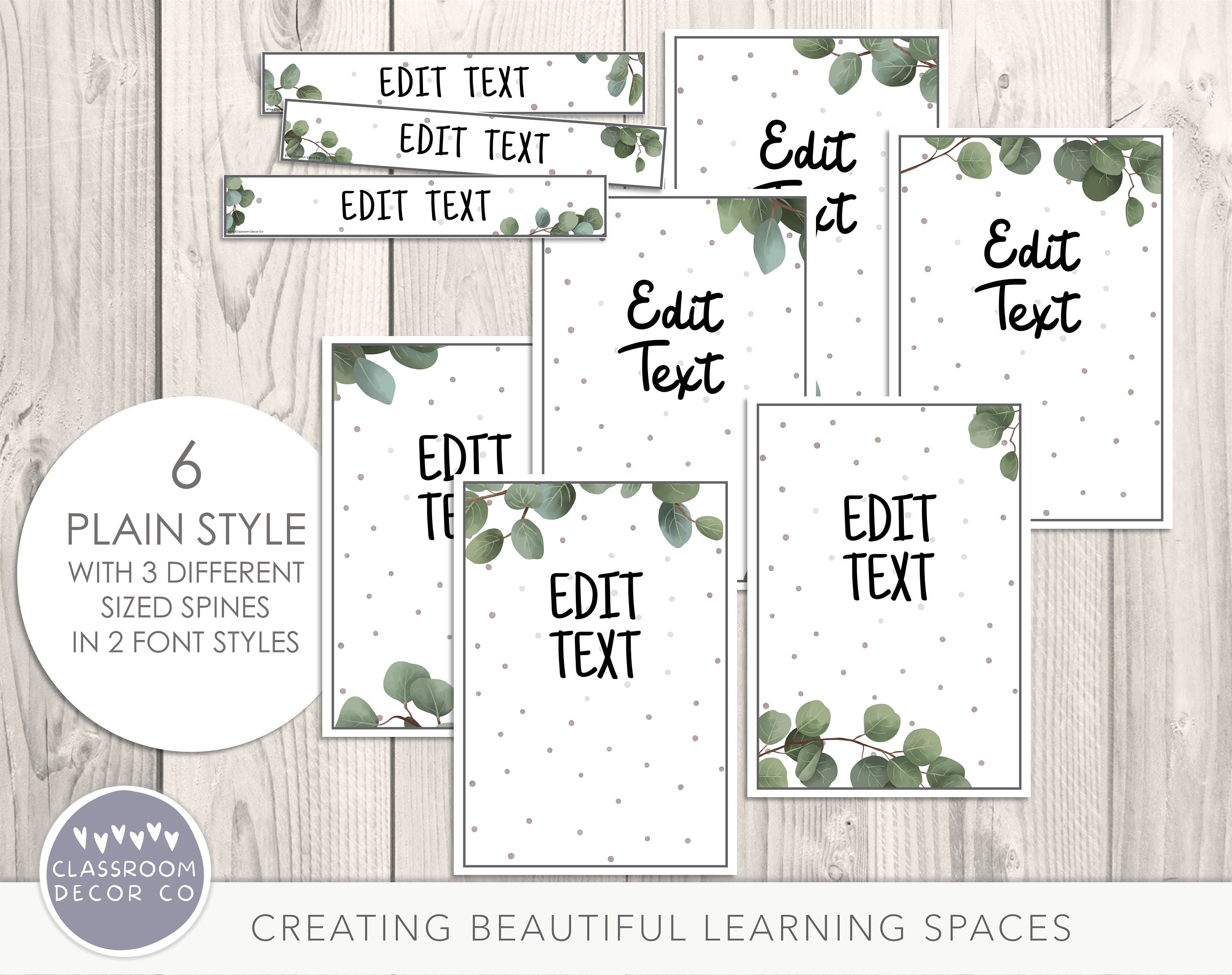 EUCALYPTUS Binder Covers and Spines, Classroom Organization Labels ...