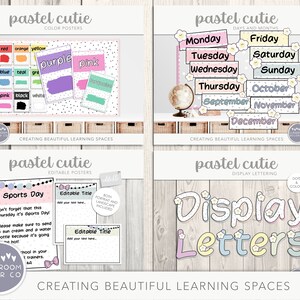 PASTEL CUTIE Complete Classroom Display Bundle, Customizable Display ...
