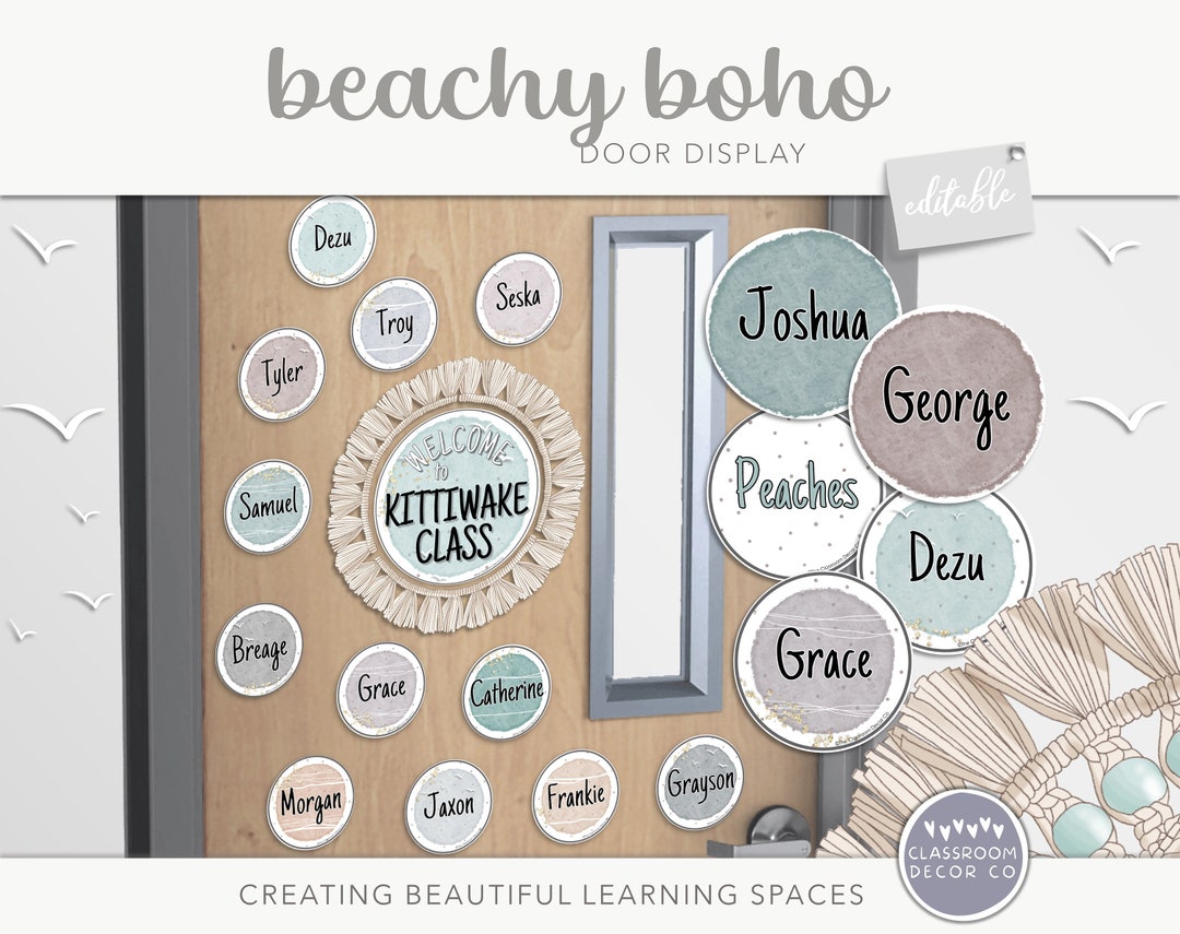 BEACHY BOHO Classroom Door Display, Customizable Display, Classroom ...