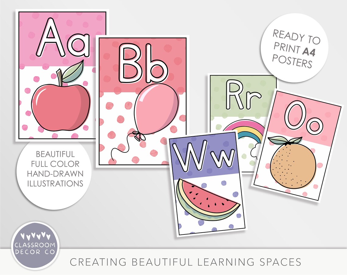 POLKA DOTS BRIGHTS Alphabet Posters, Classroom Letters Display, Letter ...