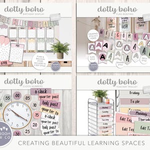 DOTTY BOHO Complete Classroom Display Label Bundle, Neutral Classroom ...