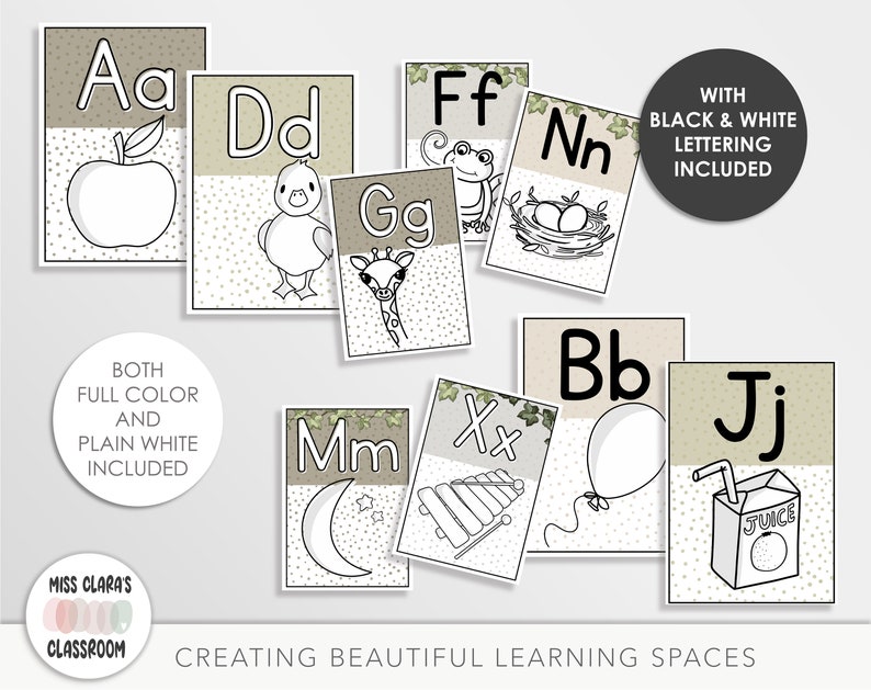 BOHO FARMHOUSE Alphabet Posters Classroom Letters Display - Etsy