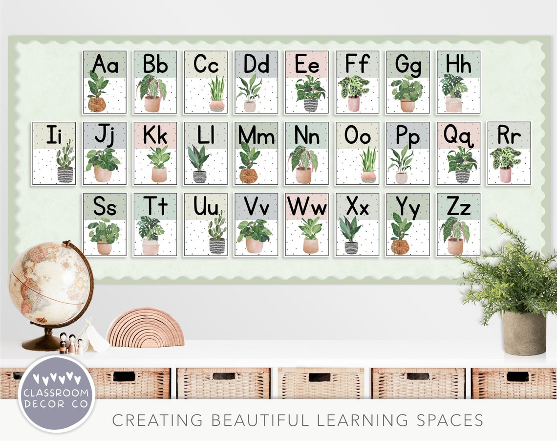 PLANTS & FOLIAGE Alphabet Posters, Classroom Letters Display, Letter ...