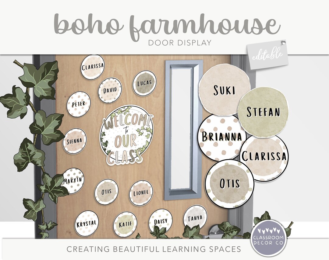 BOHO FARMHOUSE Classroom Door Display, Customizable Display, Classroom ...
