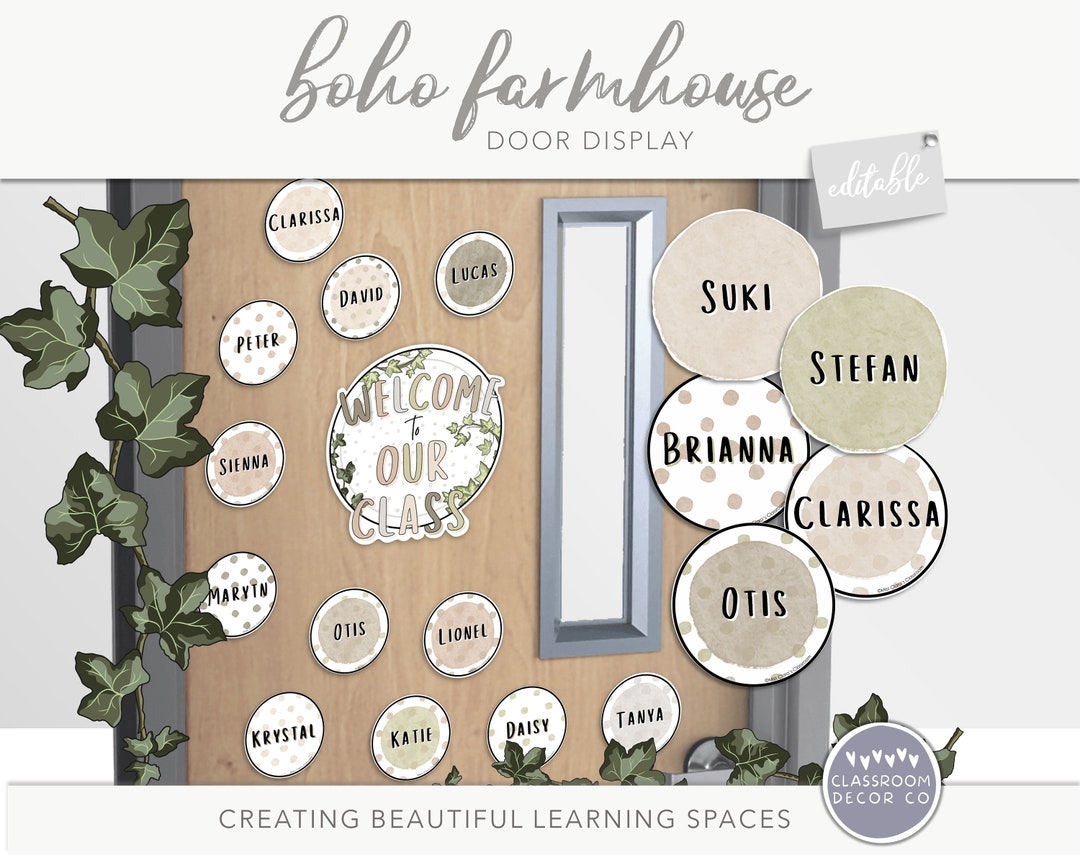 BOHO FARMHOUSE Classroom Door Display Customizable Display - Etsy