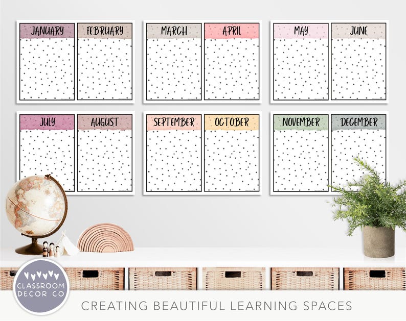 DOTTY BOHO Classroom Birthday Display, Editable, Neutral Classroom ...