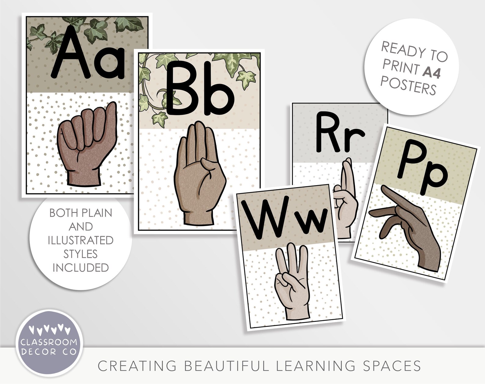 BOHO FARMHOUSE American Sign Language Posters, Sign Language Display ...