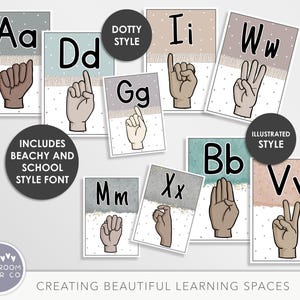 BEACHY BOHO American Sign Language Posters, ASL Display Posters ...