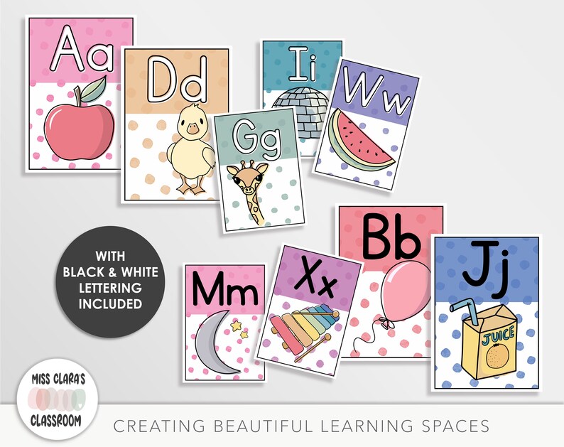 POLKA DOTS BRIGHTS Alphabet Posters Classroom Letters - Etsy