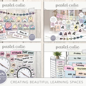 PASTEL CUTIE Complete Classroom Display Bundle, Customizable Display ...