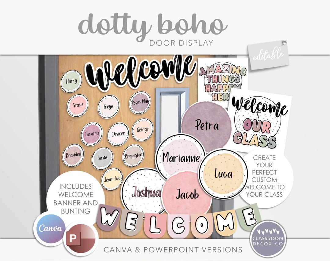 DOTTY BOHO Classroom Door Display, Customizable Display, Classroom ...