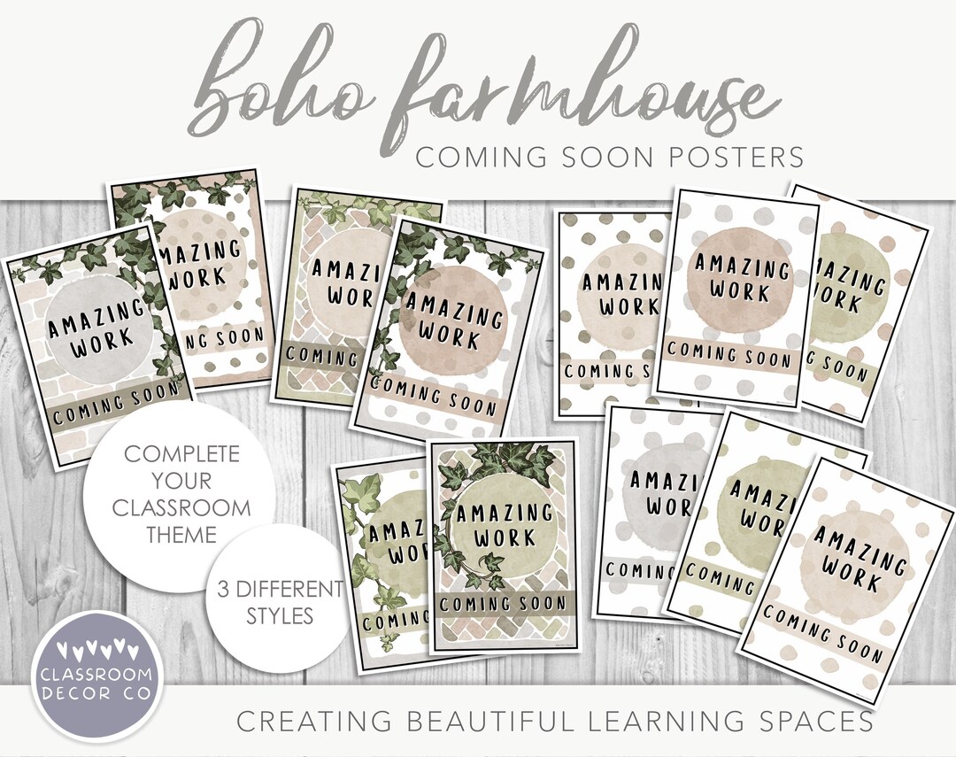 BOHO FARMHOUSE Coming Soon Posters Modern Farmhouse Classroom - Etsy