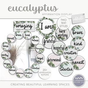 EUCALYPTUS Affirmation Display, Self Esteem Classroom Display ...