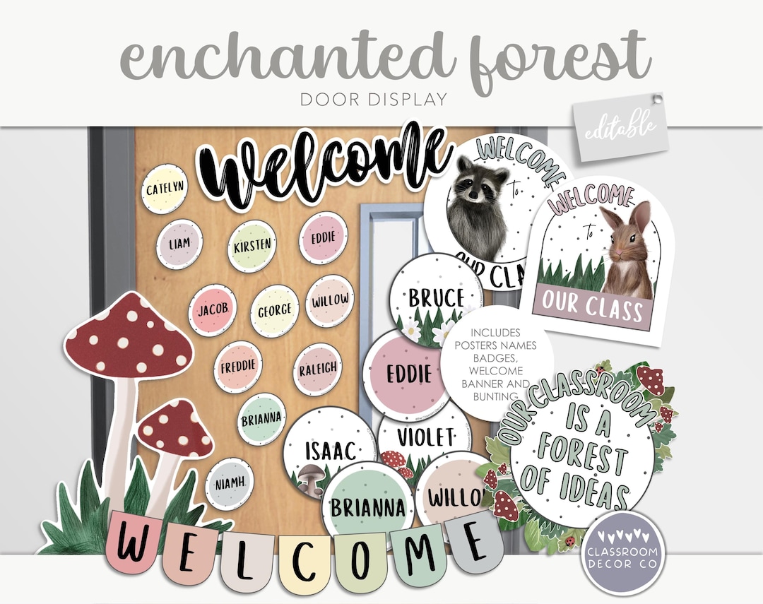 ENCHANTED FOREST Classroom Door Display, Custom Greeting Display ...