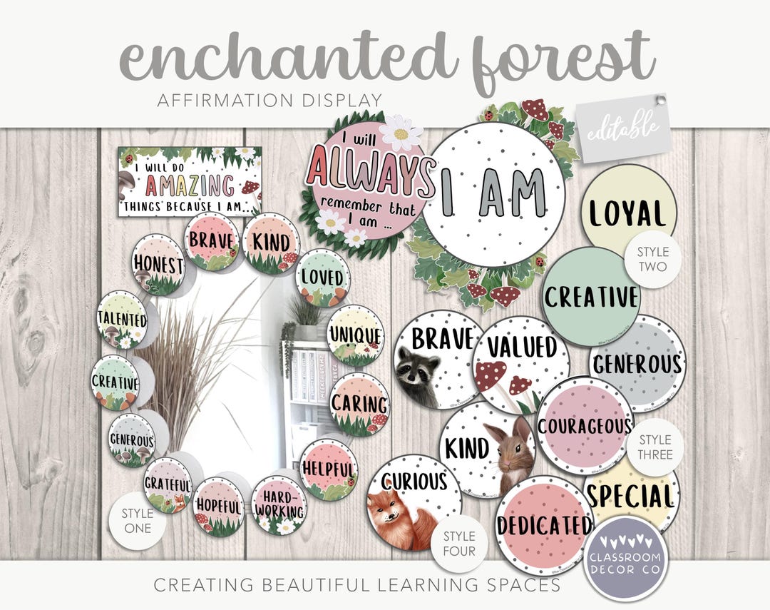 ENCHANTED FOREST Affirmation Display, Self Esteem Classroom Display ...