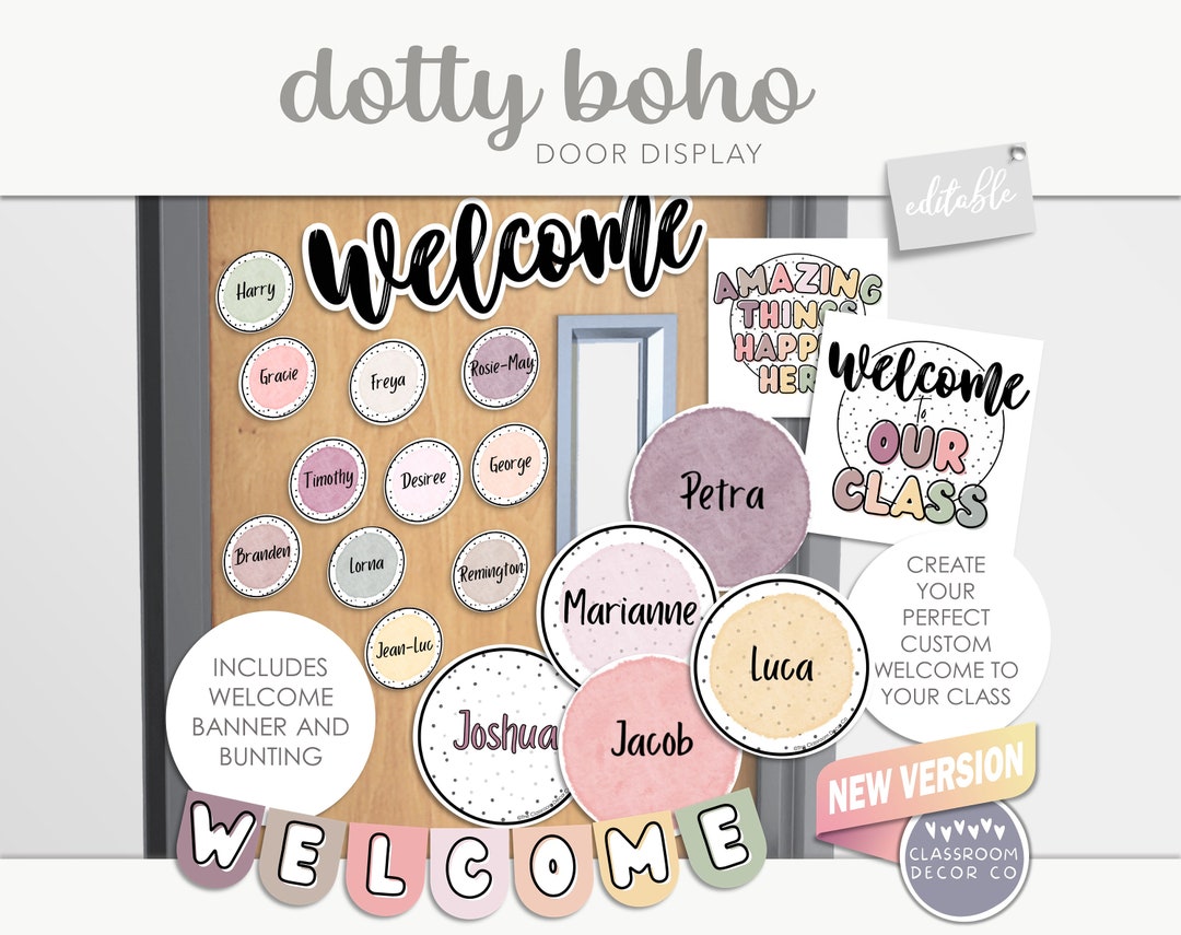DOTTY BOHO Classroom Door Display, Customizable Display, Classroom ...