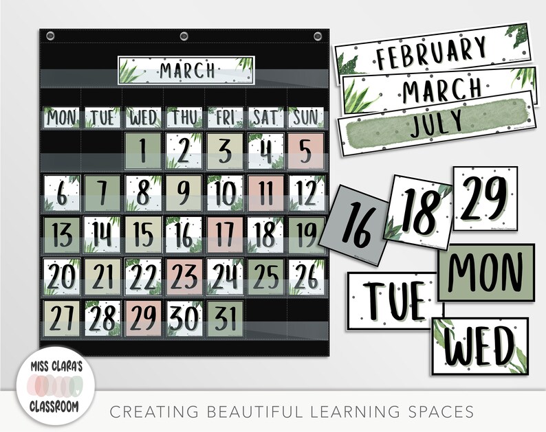 PLANTS & FOLIAGE Classroom Calendar Modern Plants Classroom - Etsy