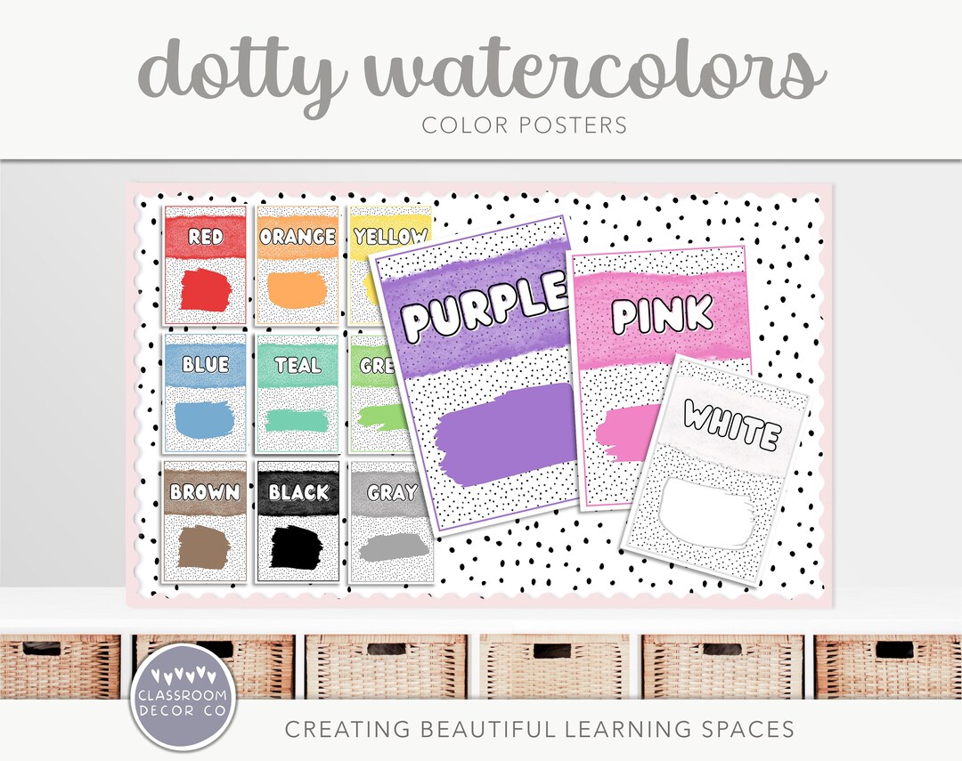 DOTTY WATERCOLOR Color Posters, Colour Posters, Classroom Printables ...