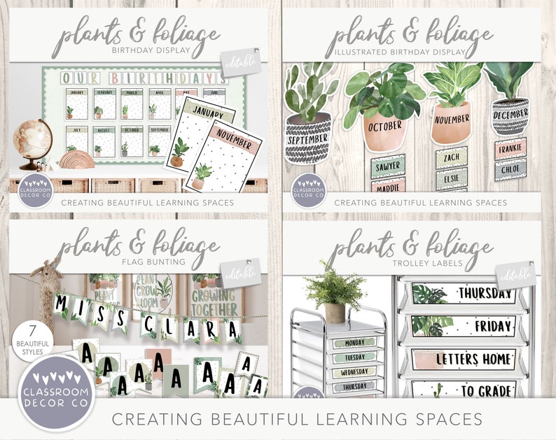 Plants & Foliage Complete Classroom Display Bundle | Natural Boho ...