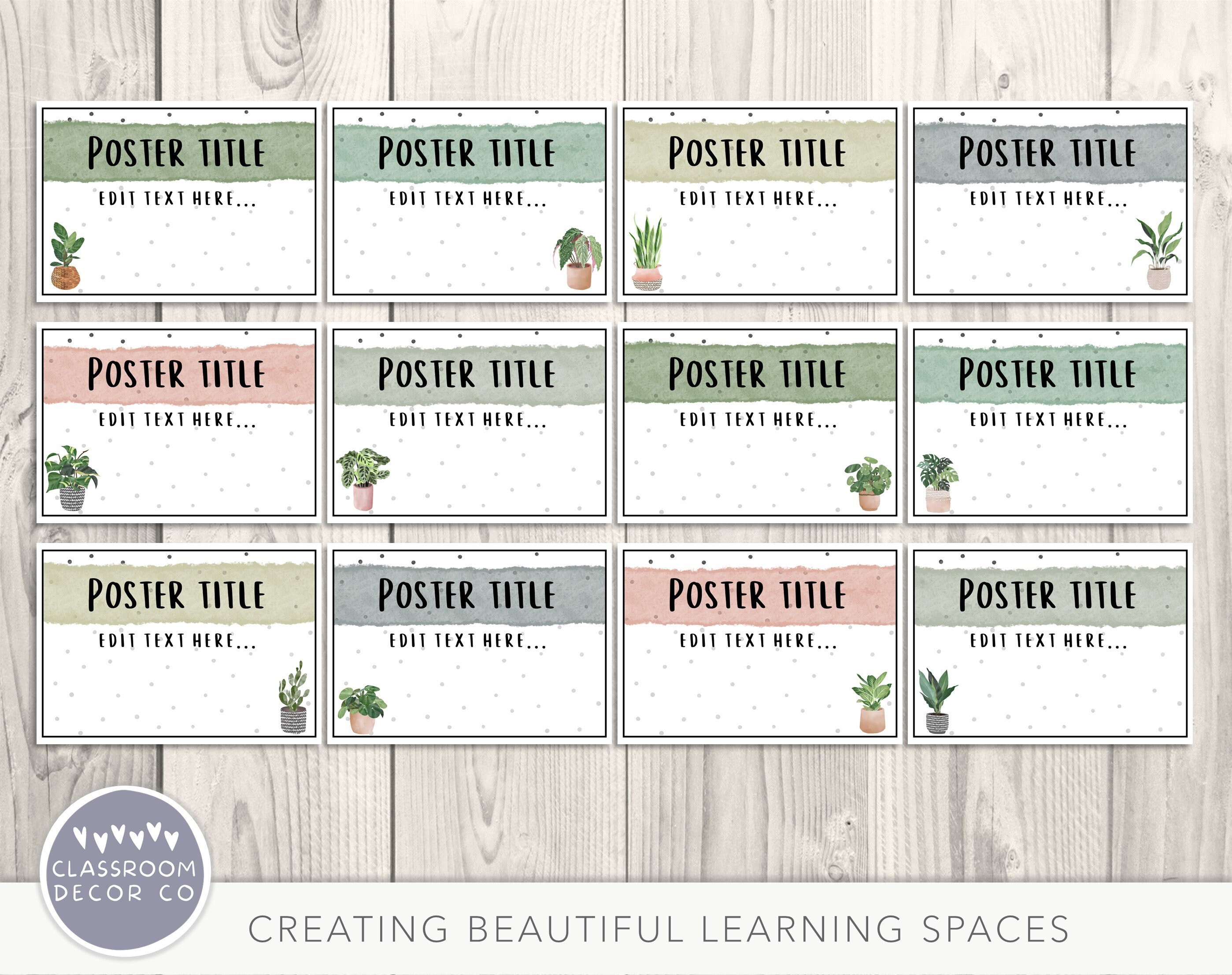 PLANTS & FOLIAGE Editable Classroom Posters Modern Plants - Etsy