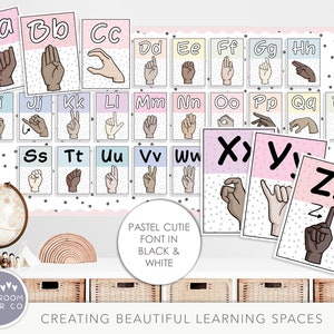 PASTEL CUTIE American Sign Language Posters, ASL Display, Inclusive ...