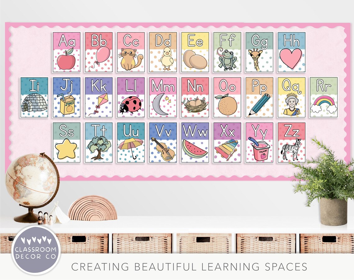 POLKA DOTS BRIGHTS Alphabet Posters, Classroom Letters Display, Letter ...