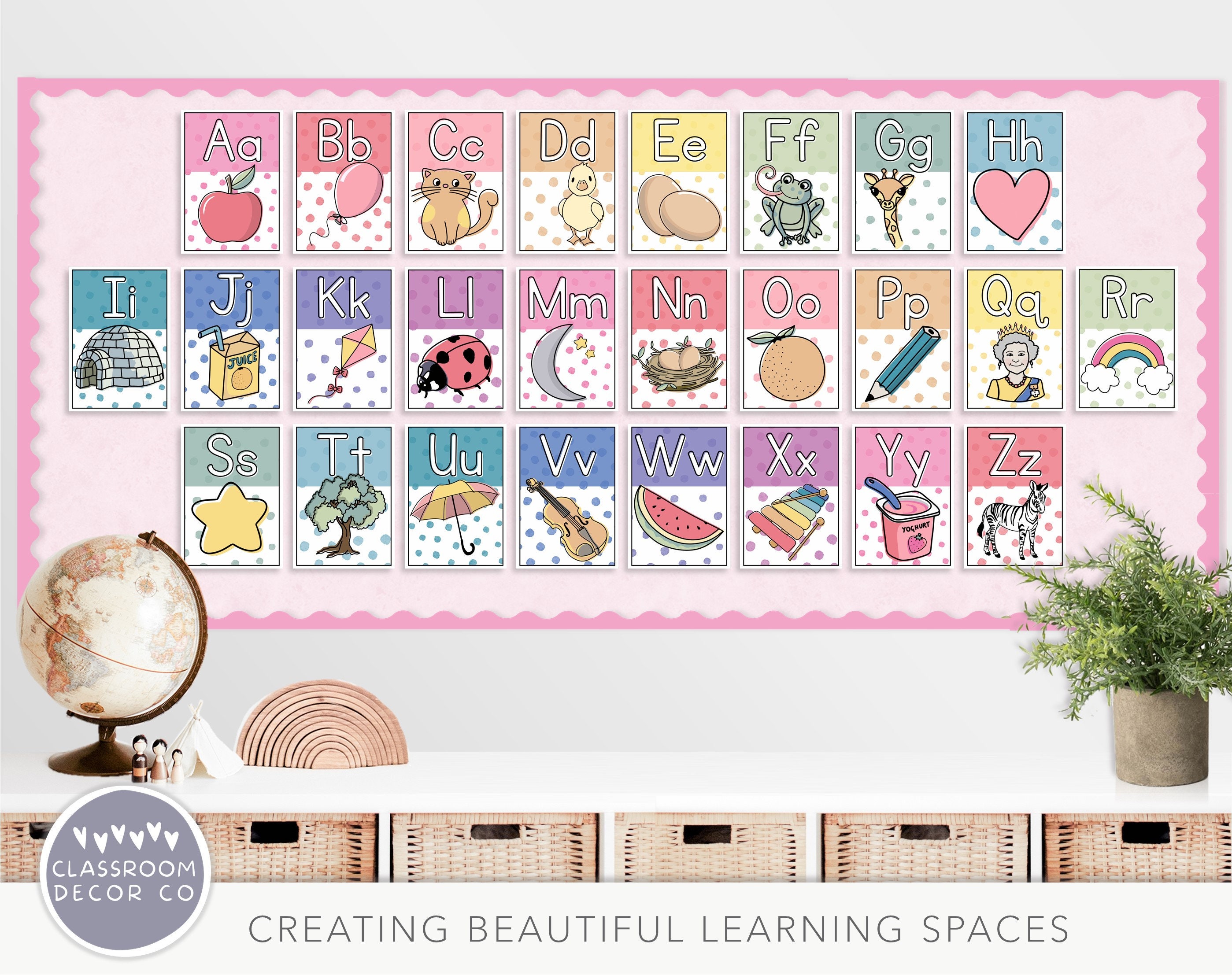 POLKA DOTS BRIGHTS Alphabet Posters, Classroom Letters Display, Letter ...