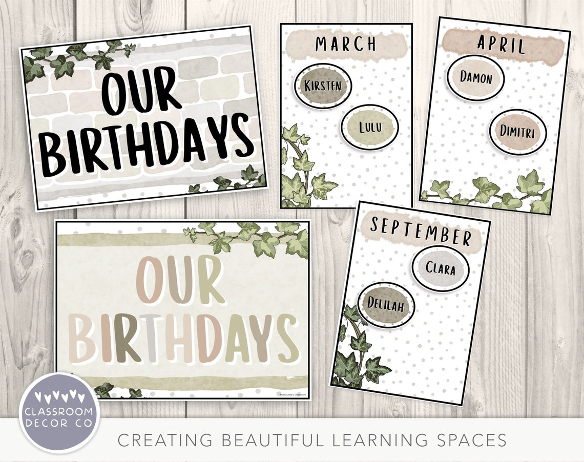 BOHO FARMHOUSE Birthday Display, Celebration Classroom Display, Modern ...