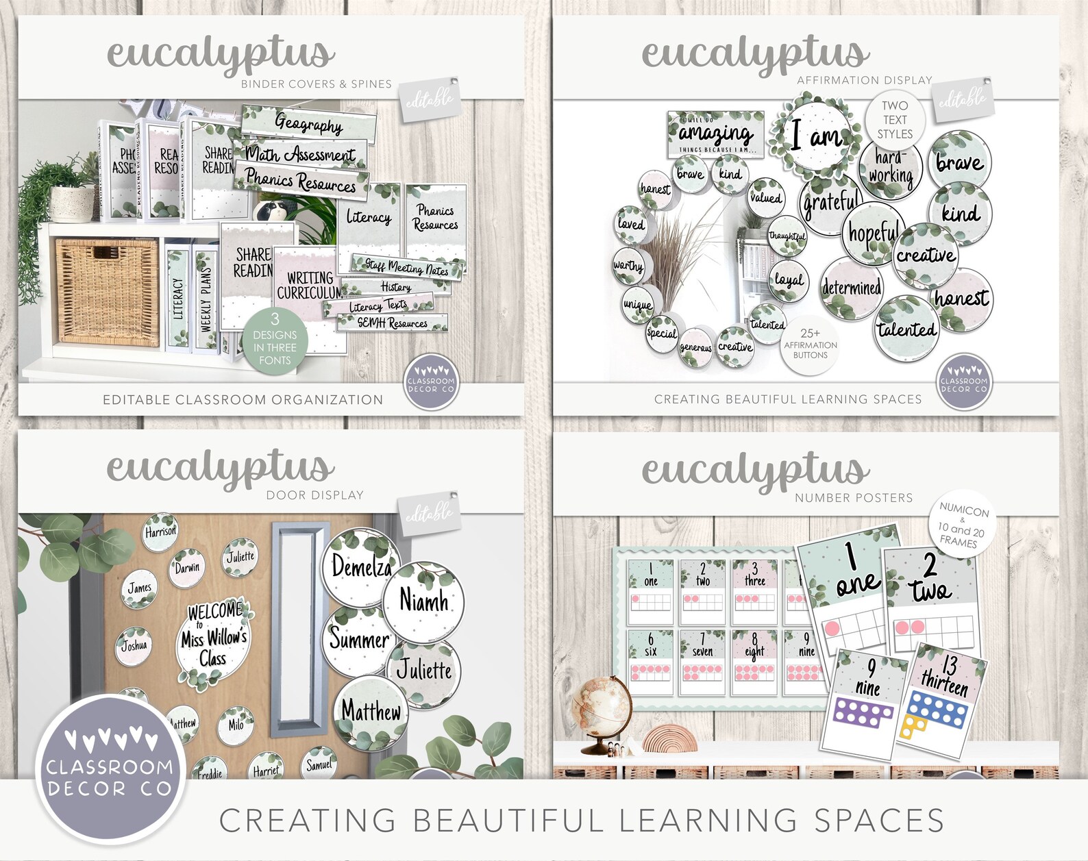 EUCALYPTUS Complete Classroom Display Bundle, Customizable Display ...
