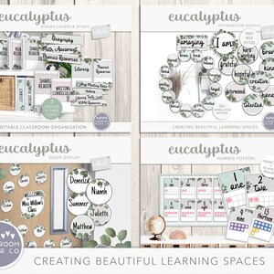EUCALYPTUS Complete Classroom Display Bundle, Customizable Display ...